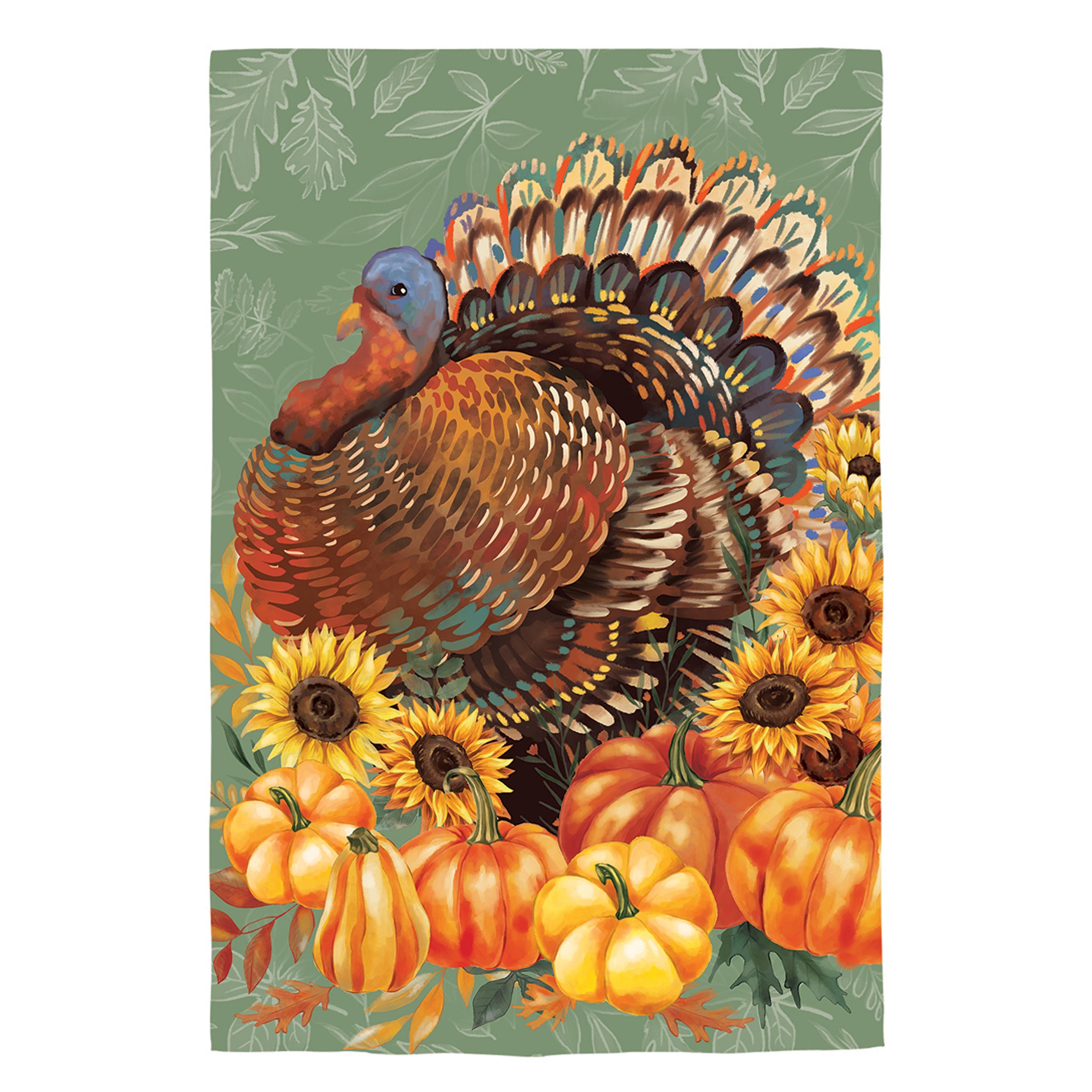 Grateful Gatherings Turkey Printed Suede House Flag; Polyester 29"x43 ...