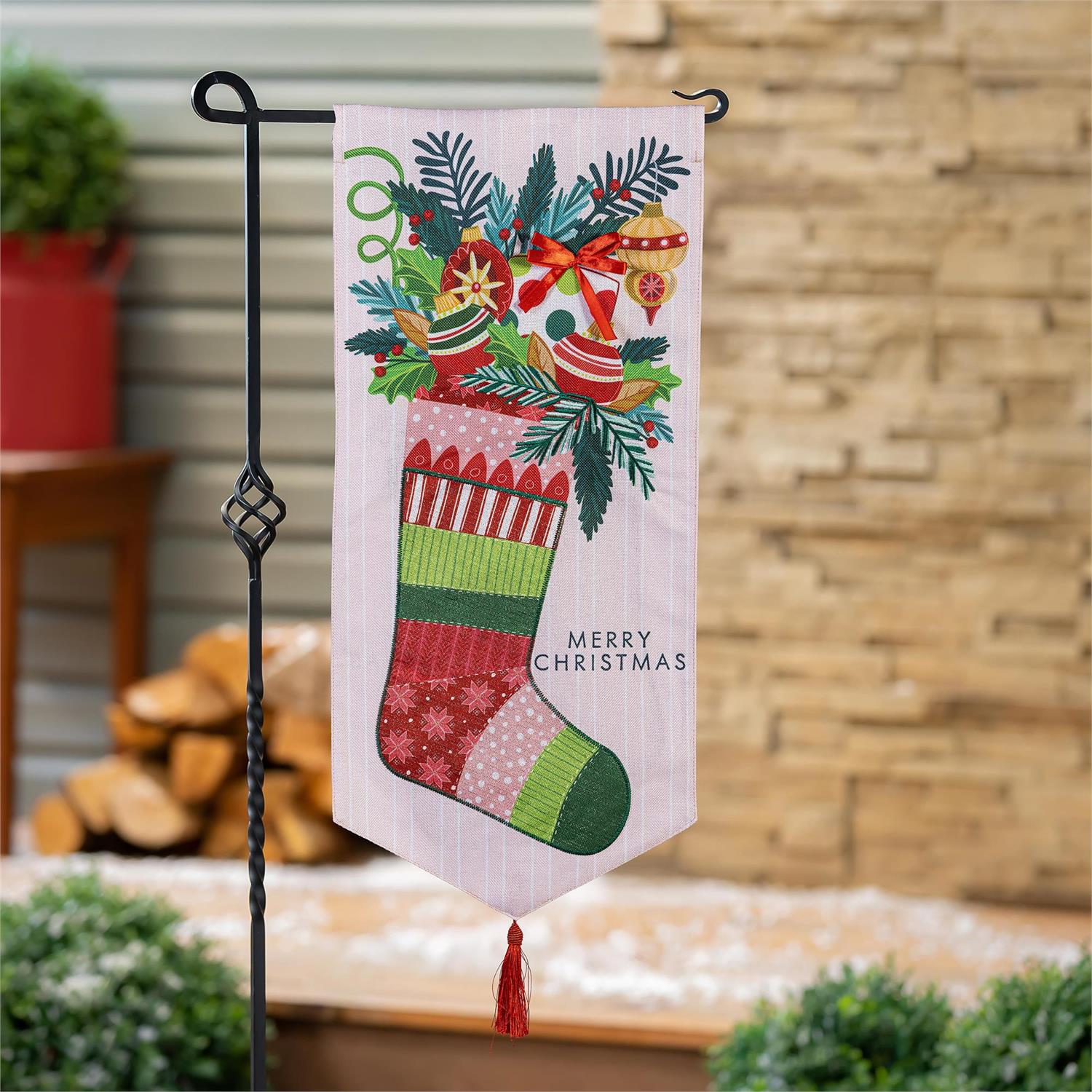 Christmas Stocking Everlasting Impressions Garden Flag | Bailey's ...